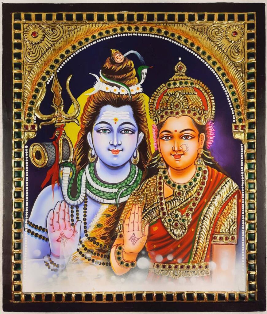 Shiva Parvathi Tanjore Painting | Buy Original Tanjore Painting | JLine ...