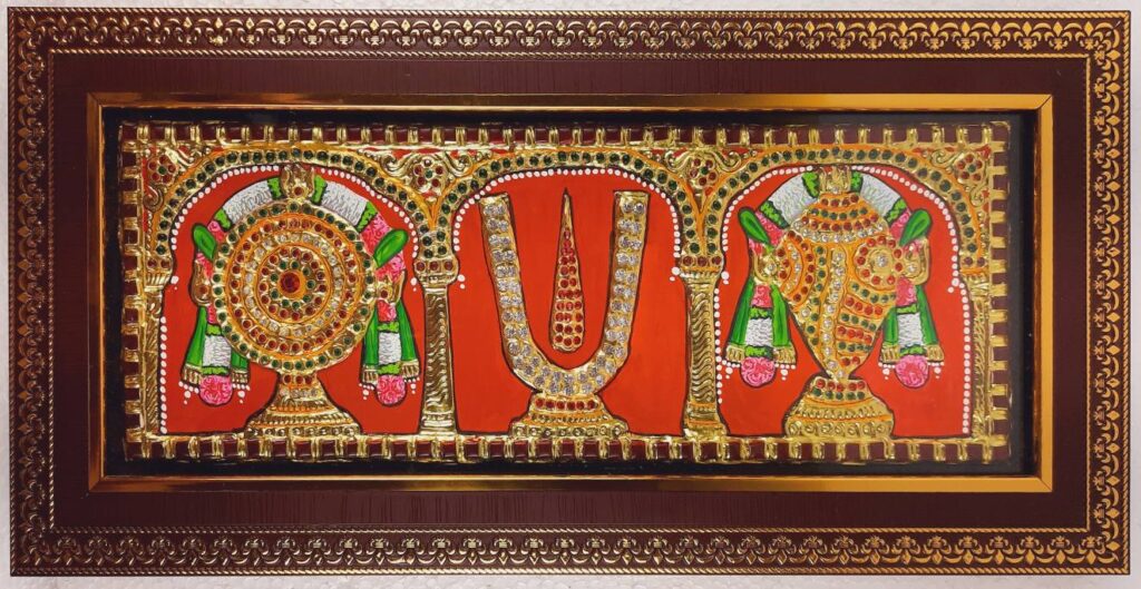Sanku Chakaram Namam Tanjore Painting | Buy Original Painting | JLine Art