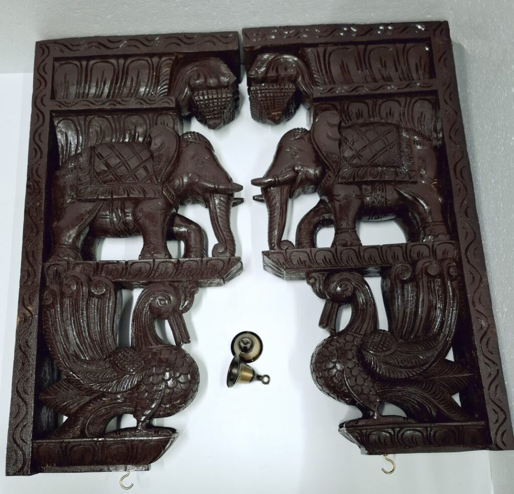 Buy 24 Inch Elephant Wall Corbel with Bird Pair – Vintage Wooden ...