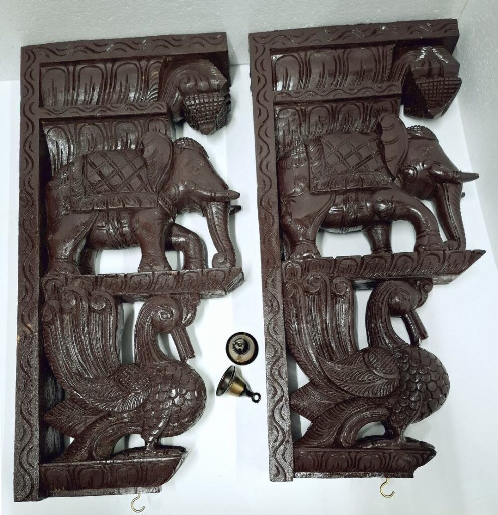 Buy 24 Inch Elephant Wall Corbel with Bird Pair – Vintage Wooden ...