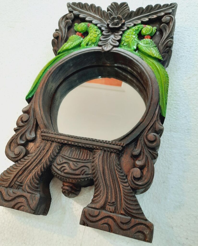 Parrot Wall Mirror | Buy Wooden Sculpture | JLine Arts