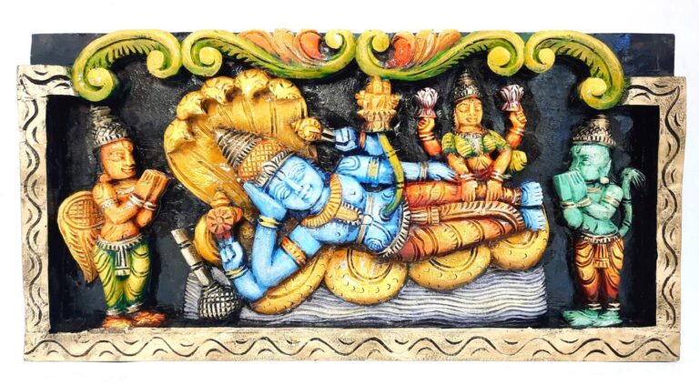 Wooden Ranganathar Wall Panel | Buy Wooden Sculpture | JLine Arts