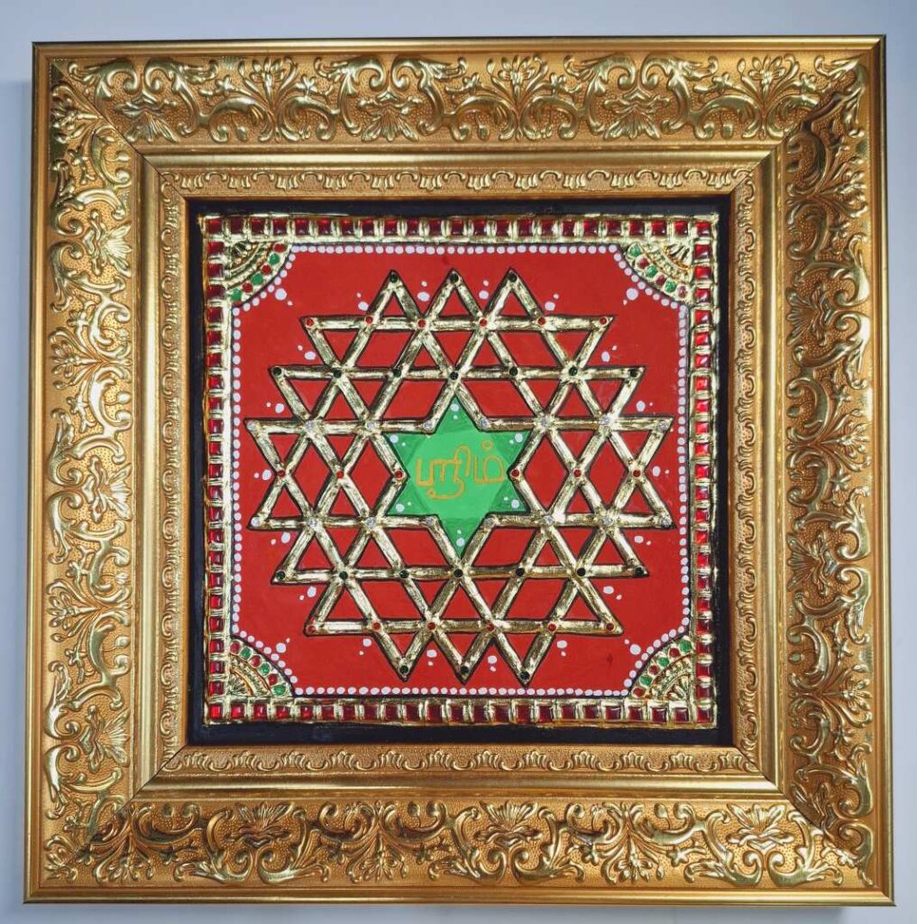 Shree Chakra Tanjore Painting – 10x10 Gold Foil Art