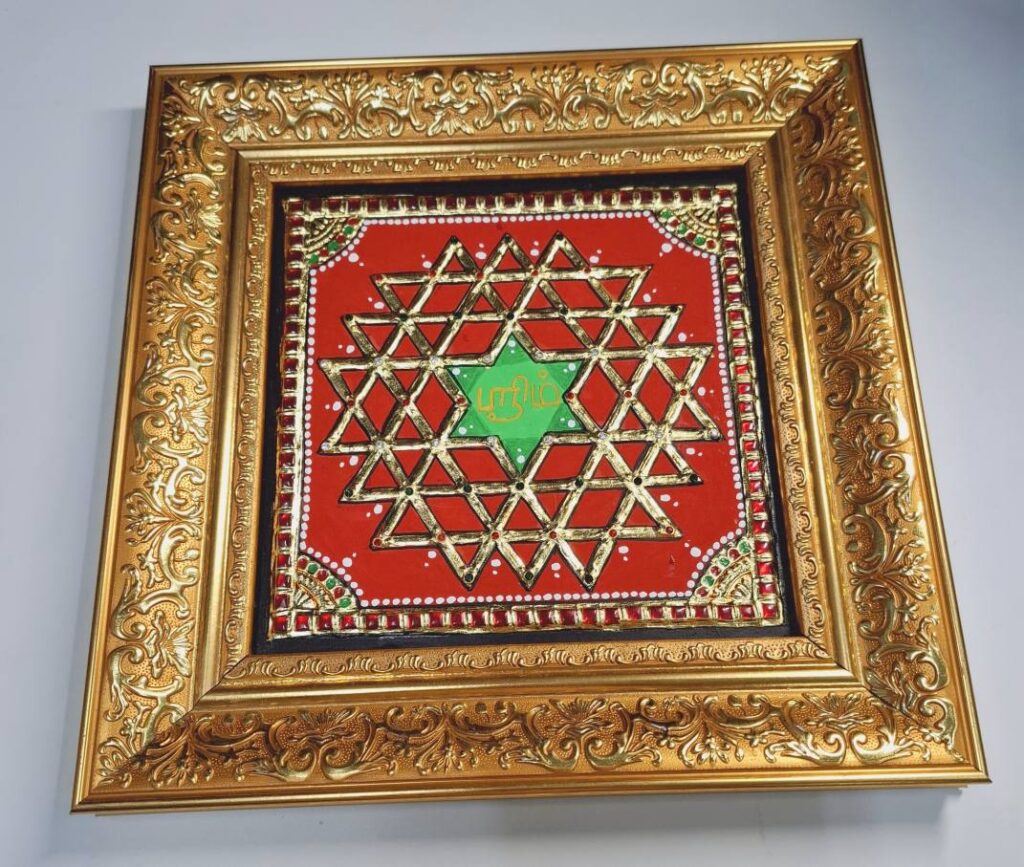 Shree Chakra Tanjore Painting – 10x10 Gold Foil Art