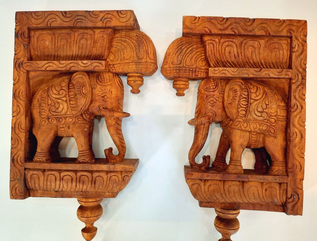 Elephant Wall Bracket Pair | Buy Wooden Sculpture | JLine Arts
