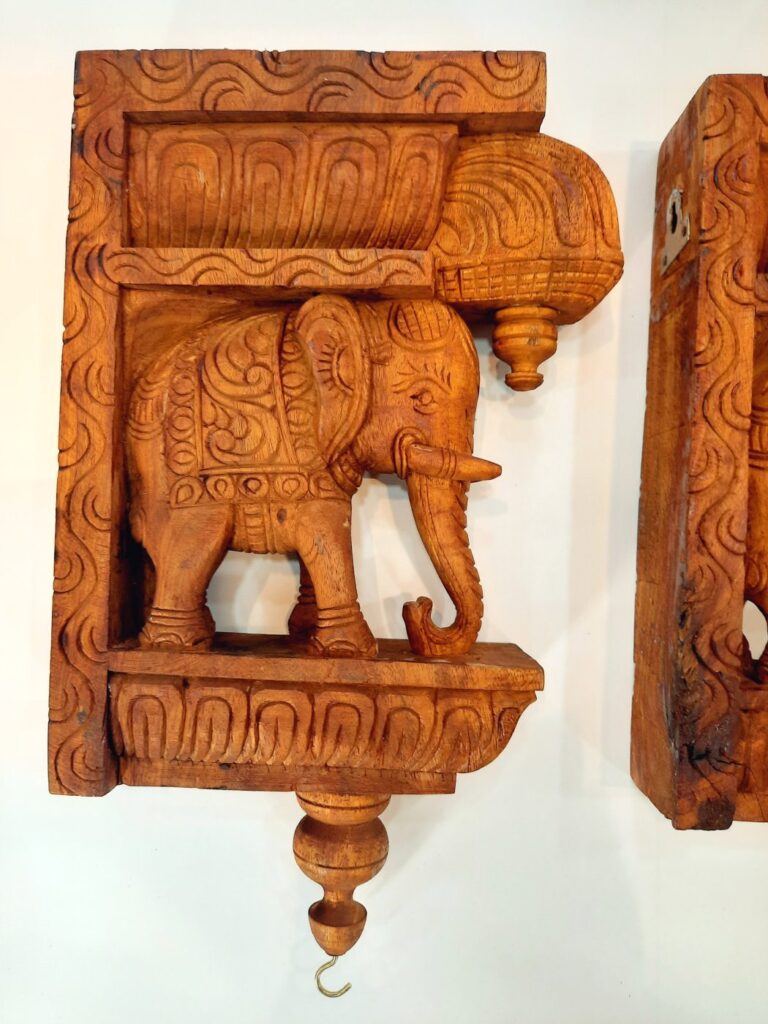 Elephant Wall Bracket Pair | Buy Wooden Sculpture | JLine Arts