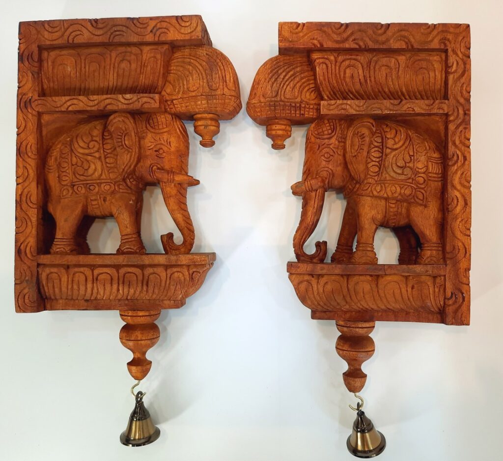 Elephant Wall Bracket Pair | Buy Wooden Sculpture | JLine Arts