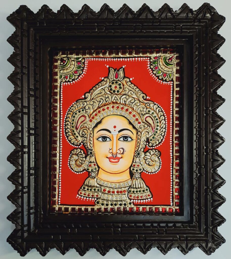 Buy Durga Devi Tanjore Painting Online With Teakwood Frame - JLine