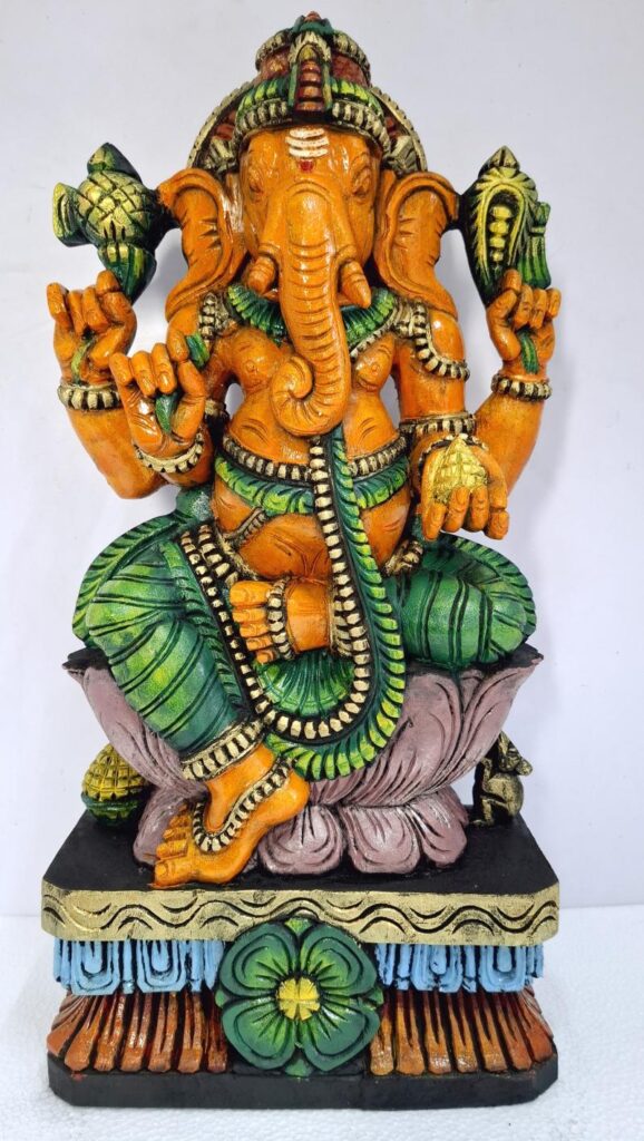 Wooden Ganesha Statue | Indian Wooden Sculpture | JLine Arts