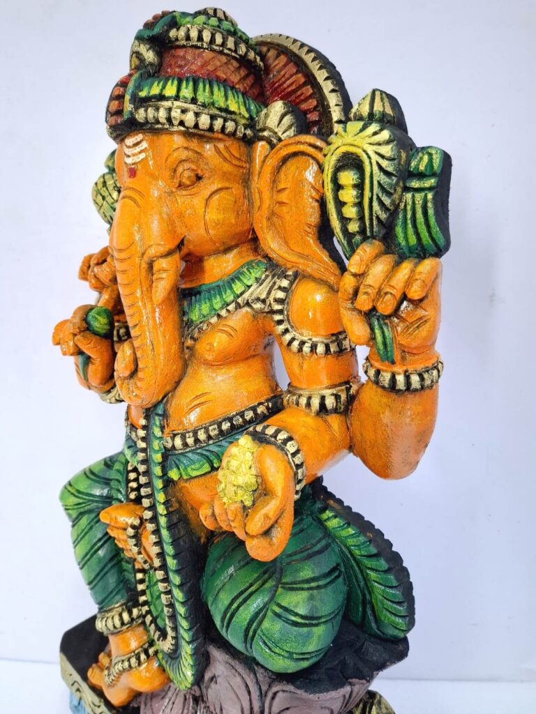 Wooden Ganesha Statue | Indian Wooden Sculpture | JLine Arts
