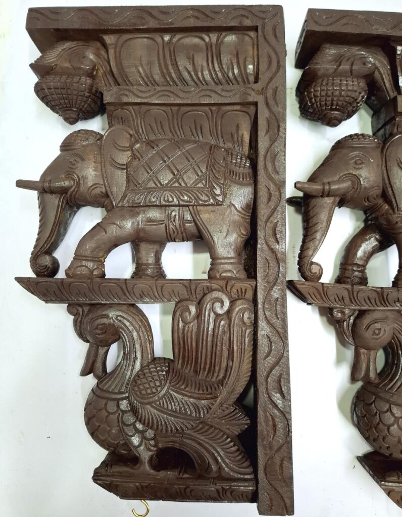 Elephant Wall Bracket Pair | Buy Wooden Sculpture | JLine Arts
