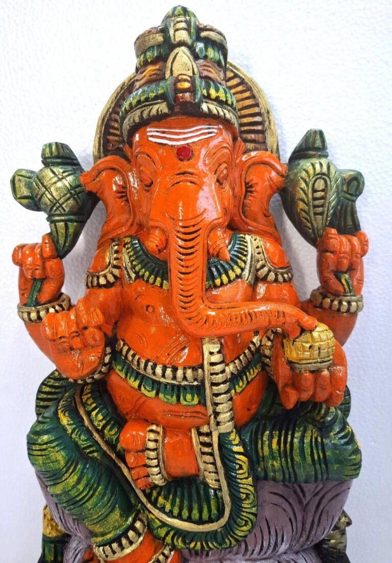 Wooden Ganesha Statue | Indian Wooden Sculpture | JLine Arts