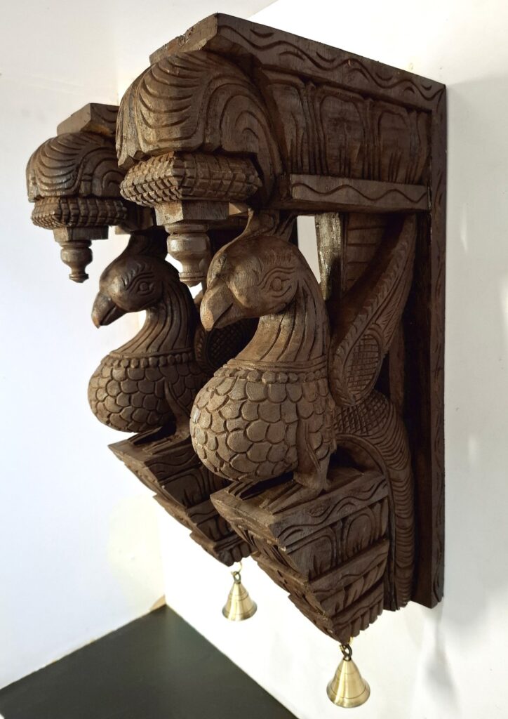 Peacock Wall Corbels Pair | Buy Wooden Sculpture | JLine Arts