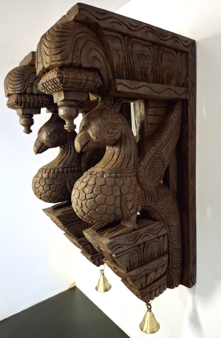 Peacock Wall Corbels Pair | Buy Wooden Sculpture | JLine Arts