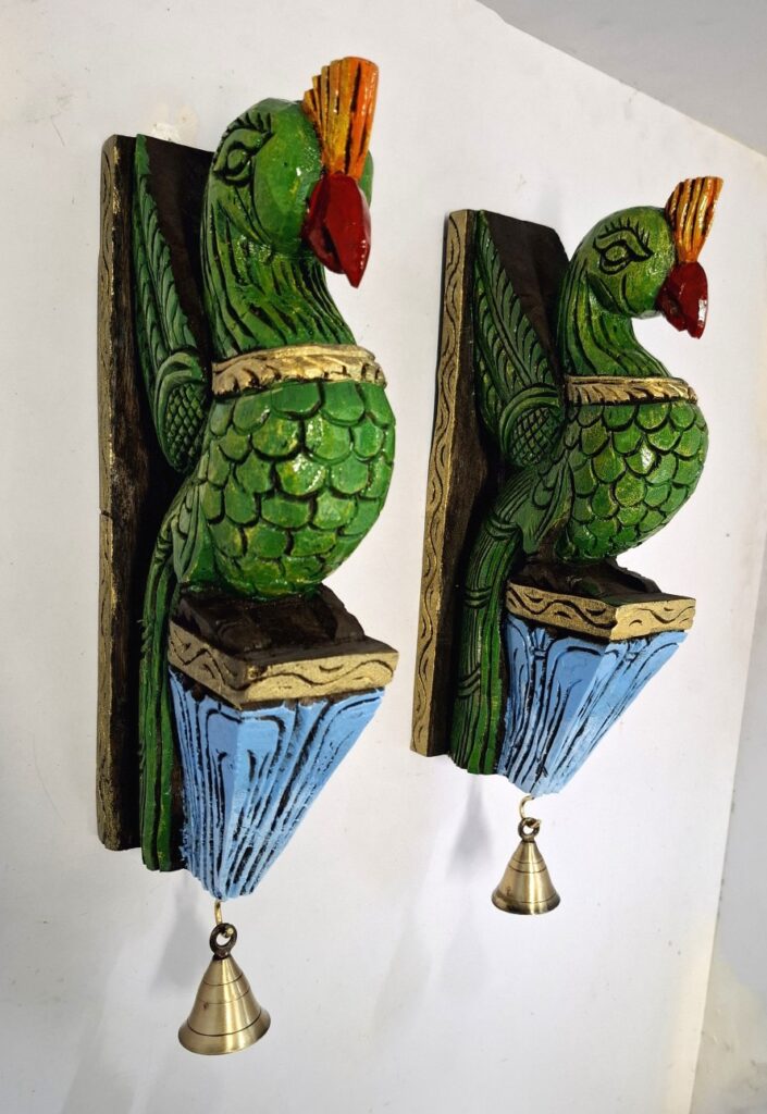 Parrot Wall Bracket Pair | Buy Wooden Sculpture | JLine Arts