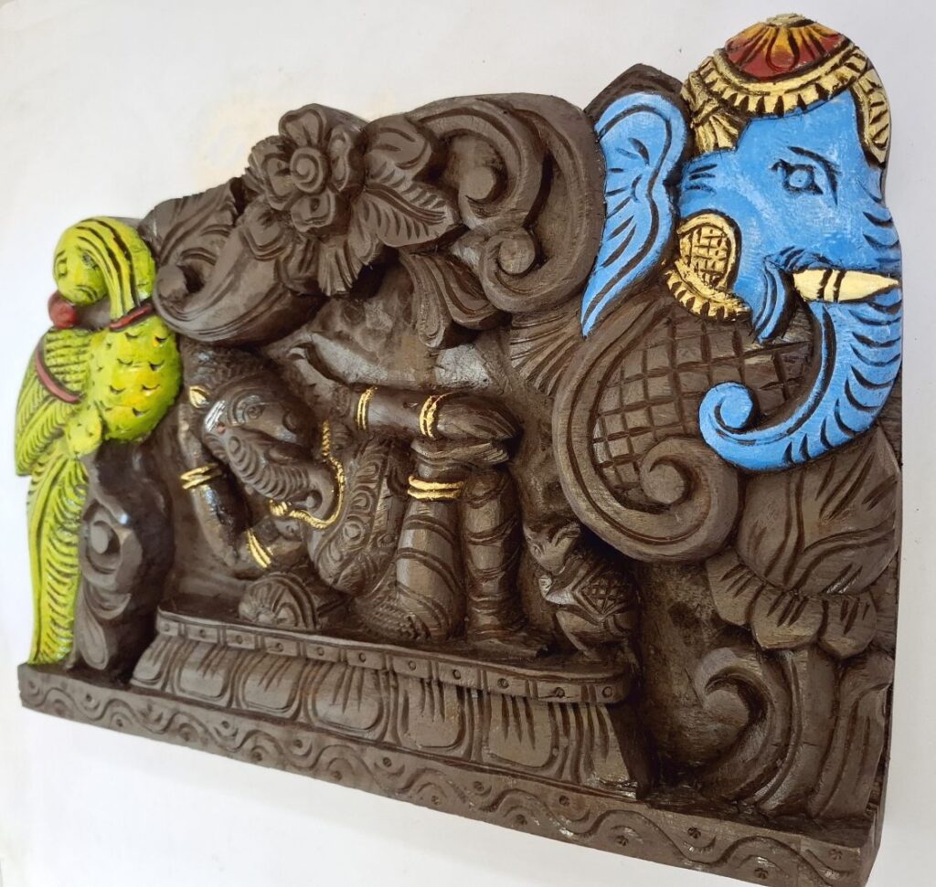 Wooden Ganesha Reclining | Buy Wooden Sculpture | JLine Arts