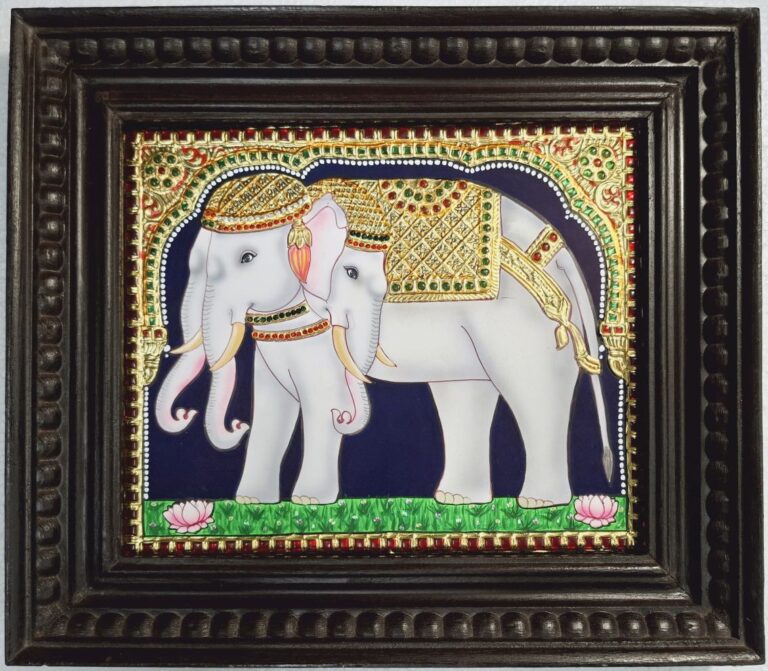 Buy Elephant Tanjore Painting Online | 12"x10" | 100% Original