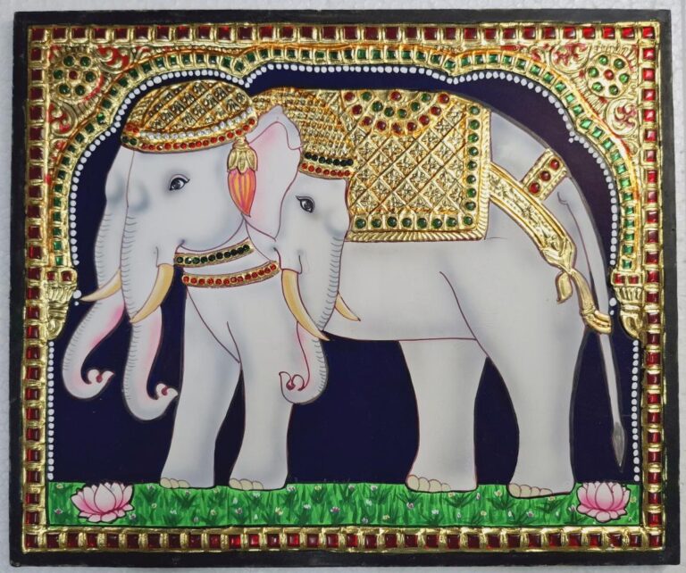 Buy Elephant Tanjore Painting Online | 12"x10" | 100% Original