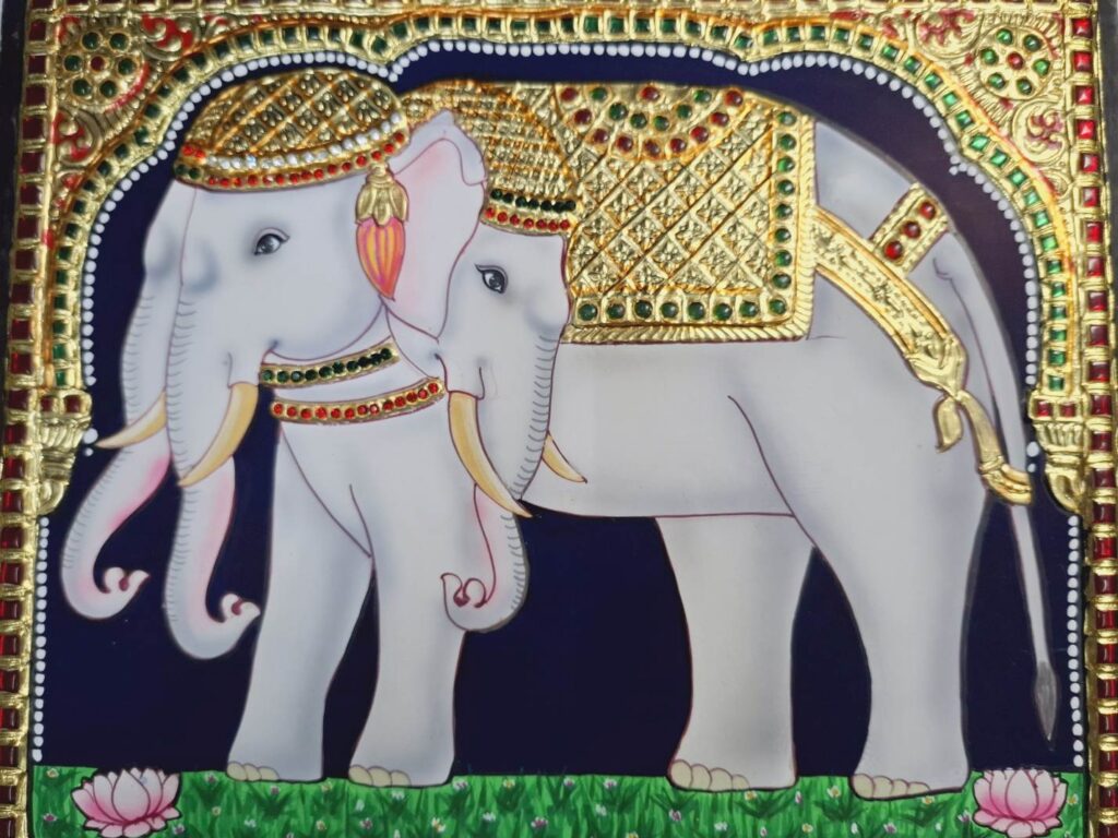 Buy Elephant Tanjore Painting Online | 12"x10" | 100% Original