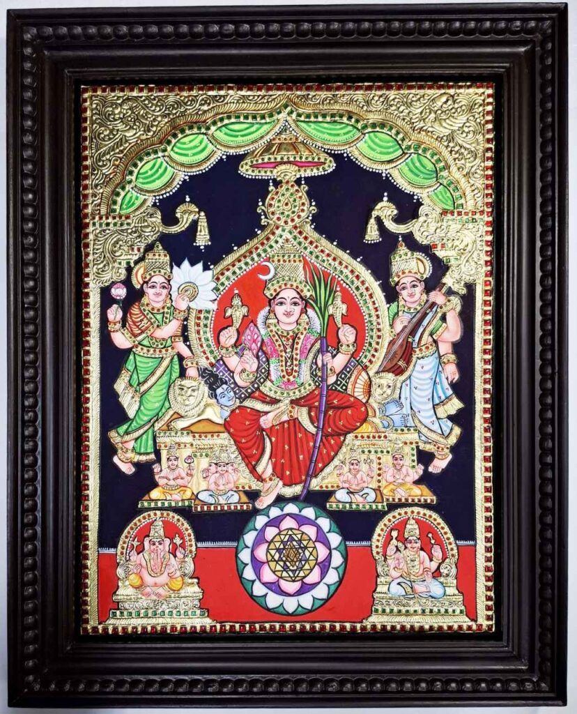 Lalitha Devi Tanjore Painting – 22K Gold Foil | 27x21 Teakwood Frame ...