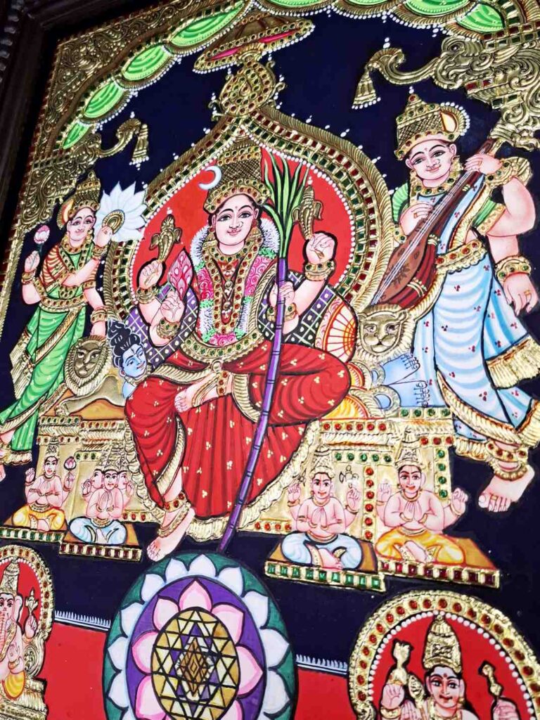 Lalitha Devi Tanjore Painting – 22K Gold Foil | 27x21 Teakwood Frame ...